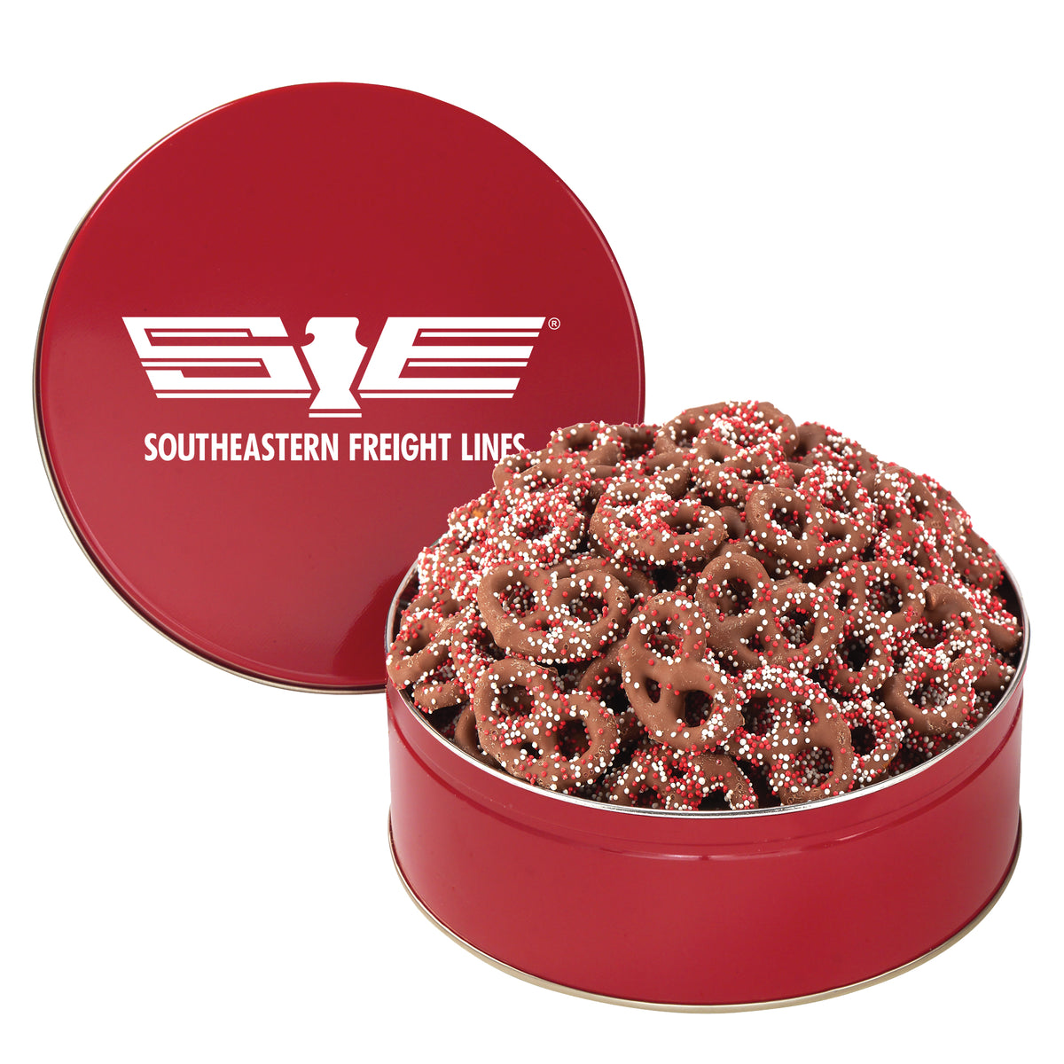 Corporate Color™ Chocolate Pretzel Tin – MIDNITE SNAX